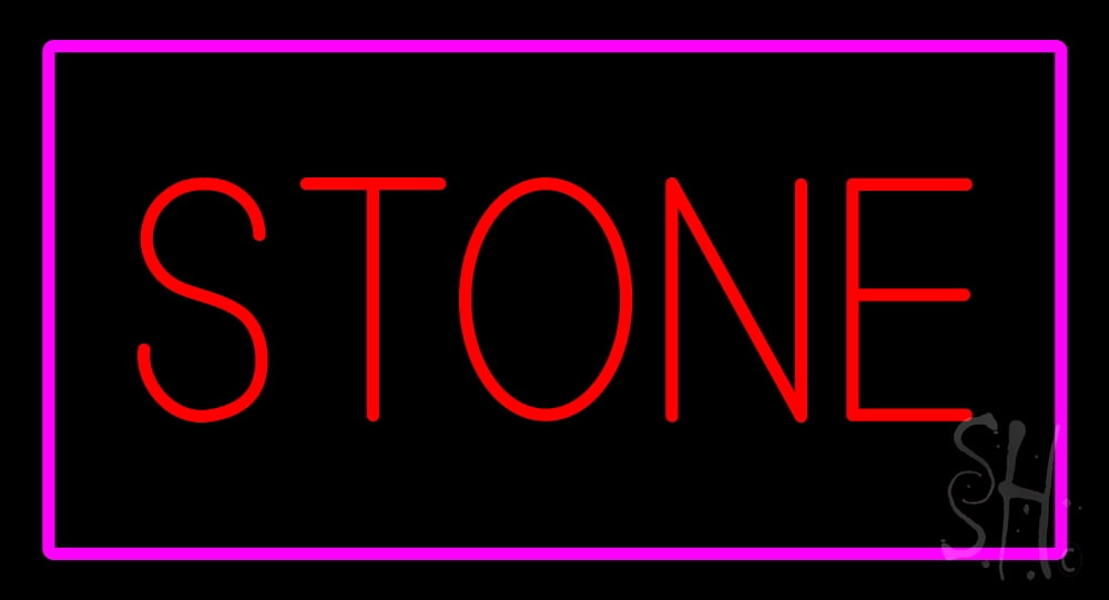 Stone Rectangle Purple LED Neon Sign 13" Tall x 24" Wide - inches Black ...