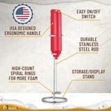 Mata1-USA Handheld Electric Milk Frother W/ Stand for Coffee ...