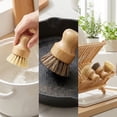 3 Pack Bamboo Handle Sisal Dish Brush Natural Fiber Non Scratch Kitchen ...