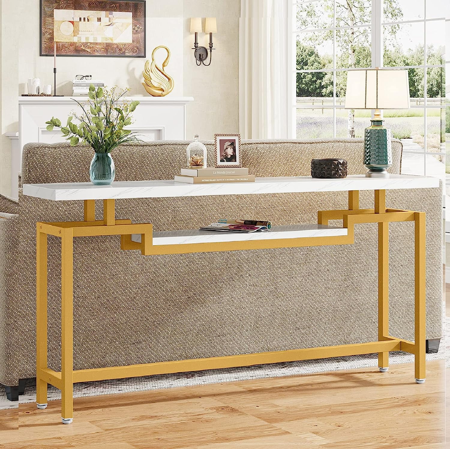 70.8 inches Sofa Table, Narrow Long Console Table with 2 Ties - Walmart.com