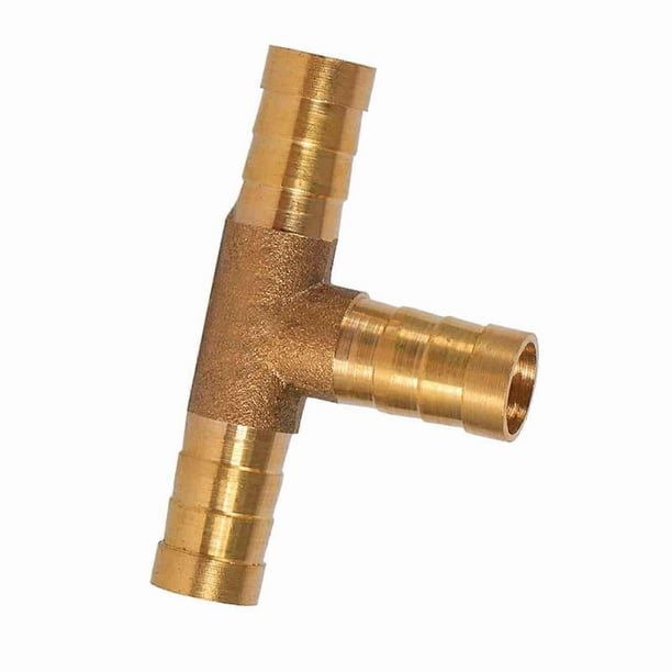 10mm 3 Way Fuel Hose Brass Tee Connector for Compressed Air Oil Gas ...