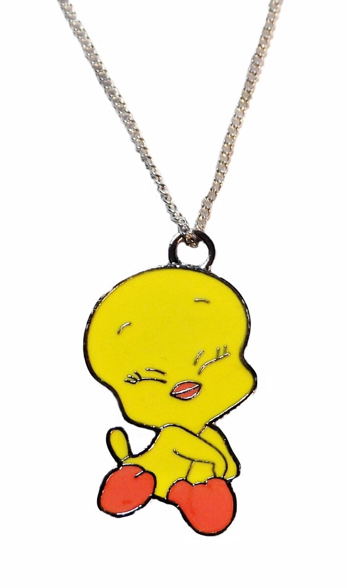 Looney Tunes Tweety Bird Silvertone/Enamel Pendant Necklace on 17 ...