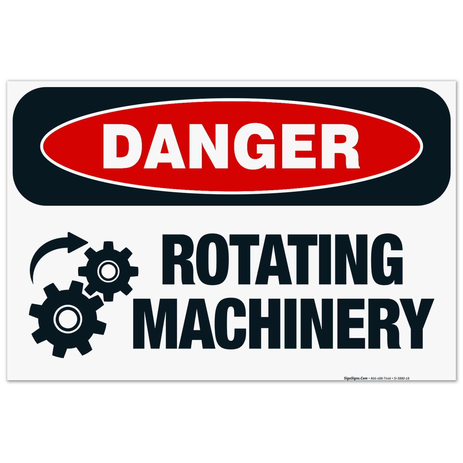 Rotating Machinery Sign, OSHA Danger Sign, 24x36 Corrugated Plastic ...