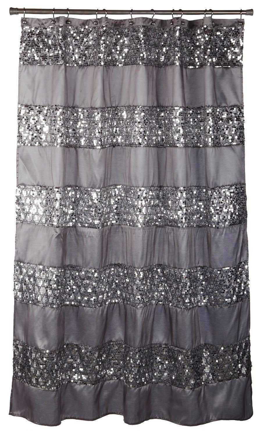 Popular Bath 7 Piece Sinatra Silver Shower Curtain Rugs and Resin ...