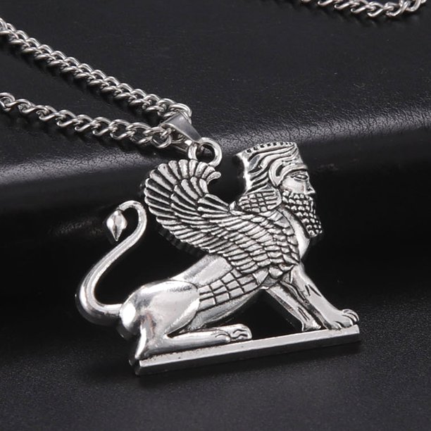 TEAMER Persian Winged Sphinx Mythological Beast Pendant Necklace ...