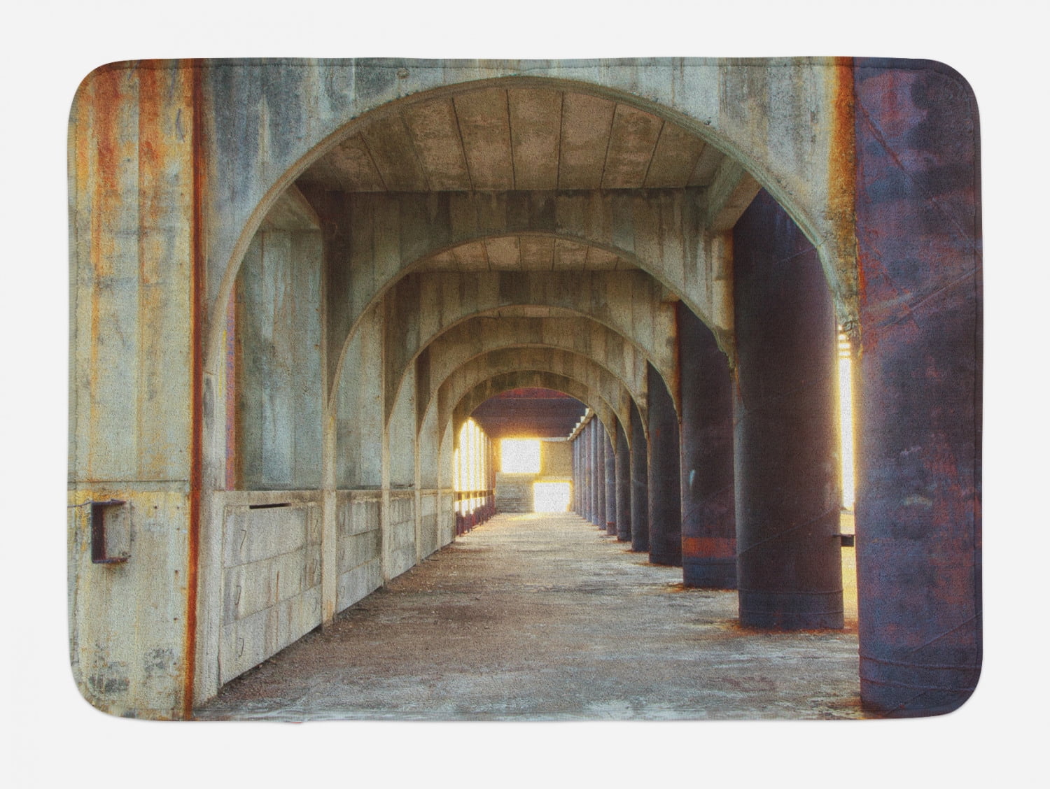 Urban Bath Mat, Corridor of Concrete Pillars Structure Urban Industrial ...