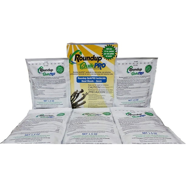 Roundup Quikpro Weed Killer Herbicide 73.3% 1 Packet Per Gallon, 5 ...