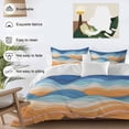Abstract Orange Blue Ocean Waves Queen Size Bed Set,Gradual Color ...