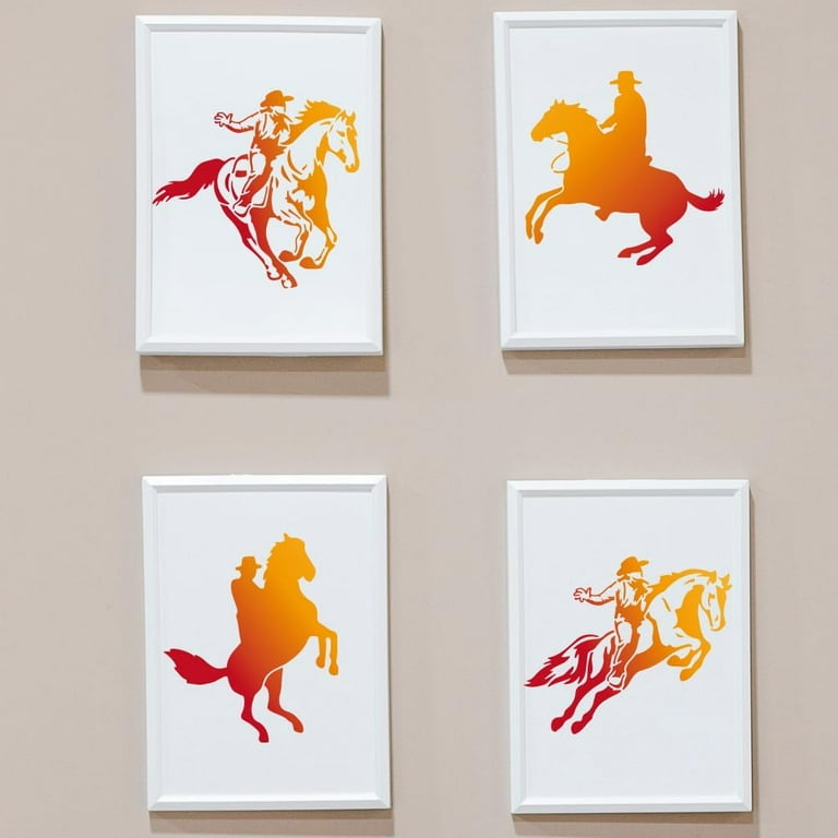 Cowboy Western Wall A4 Stencil Template Horse Hat Boot Silhouette