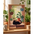 Affixzi Bohemian Black Cat Print, Feline Plant Wall Art, Tropical ...