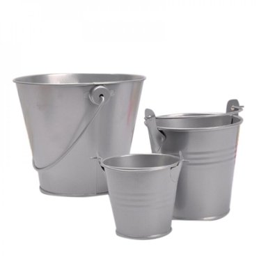 Metal Pail Bucket Party Favor, 7-Inch, Silver - Walmart.com