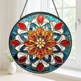 Boho Mandala Floral Pattern Stained Glass Style Suncatcher Window ...