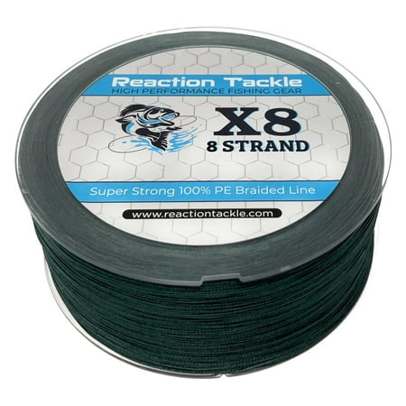 Reaction Tackle Braided Fishing Line - 8 Strand Moss Green 300LB 300yd ...