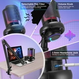 ALILYY Gaming USB Microphone, Noise-Cancelling Condenser Mic, RGB Boom ...
