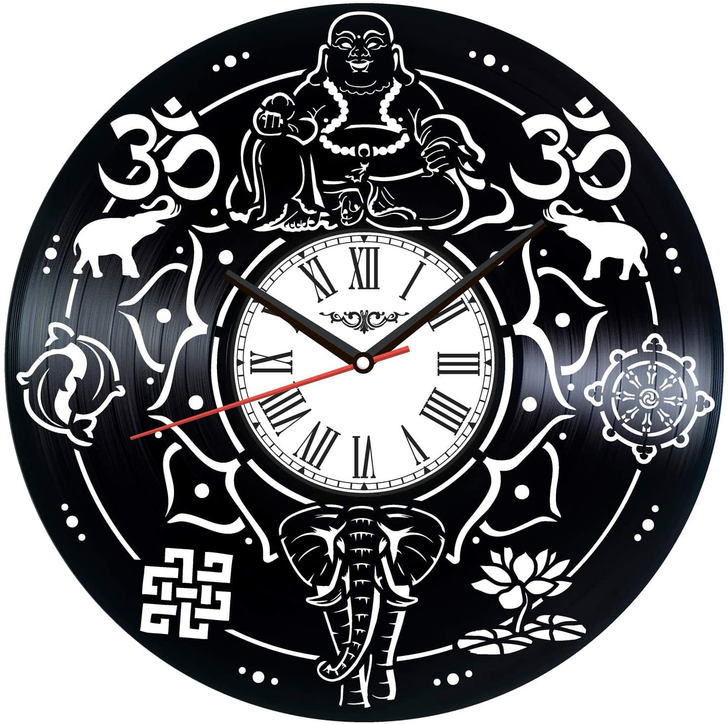 Buddha Vinyl Record Wall Clock Retro style Wall clock Silent Home Decor ...