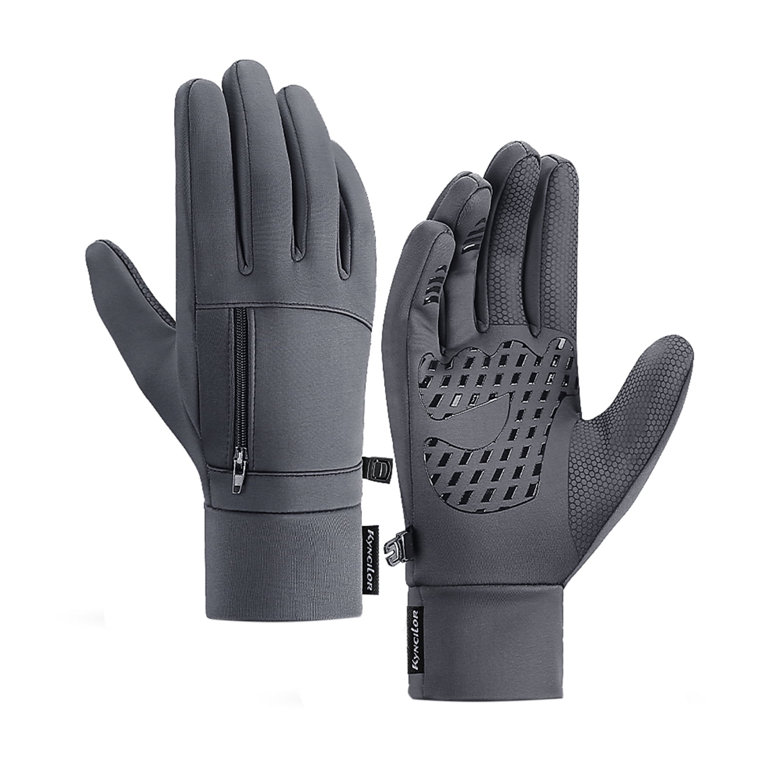 Tignapoo Mens Winter Touchscreen Gloves With Zipper Pocket  Water-Resistant And Anti-Slip  Fleece Lined For Warmth  Perfect For Cycling  Available In