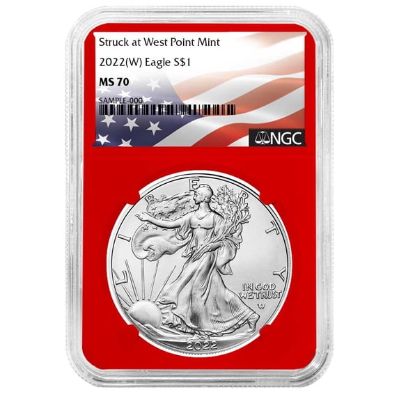 2022 (W) $1 1-oz American Silver Eagle NGC MS70 Flag Label Red Core ...