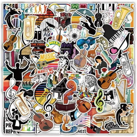Orchestral Stickers 100 Pack Music Instrument Water Bottles Stickers ...