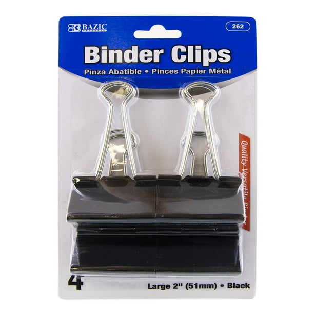 BAZIC Binder Clips Large 2 Inch (51mm) Black, Paper Clamps Paper Clip ...
