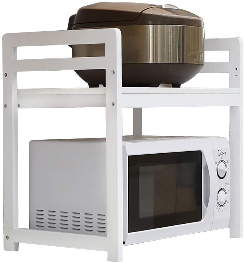 2 Tier Microwave Stand Wooden Storage Rack, Kitchen Wooden Shelving ...