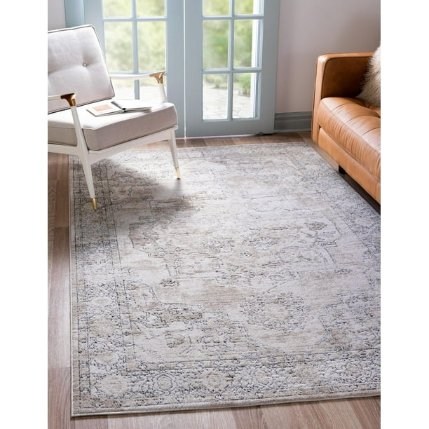 Rugs.com Oregon Collection Rug – 6' x 9' Ivory Low-Pile Rug Perfect For ...