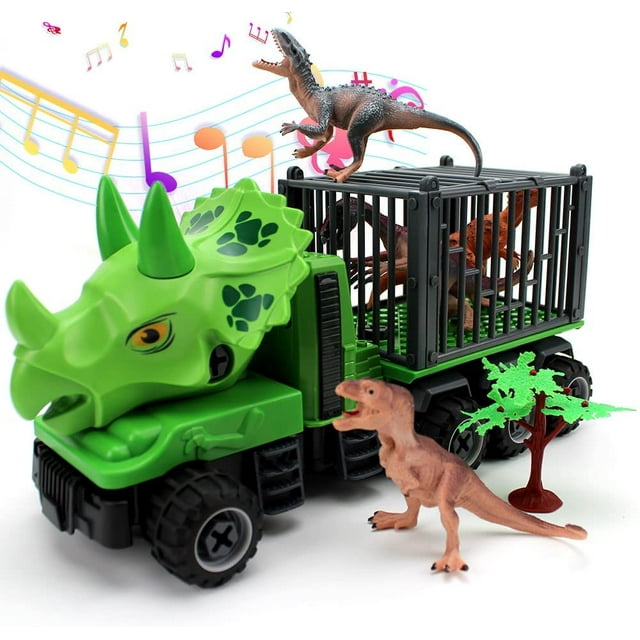 HANMUN Toy Truck, Dinosaur Transport Car Carrier Truck with Dinosaur ...