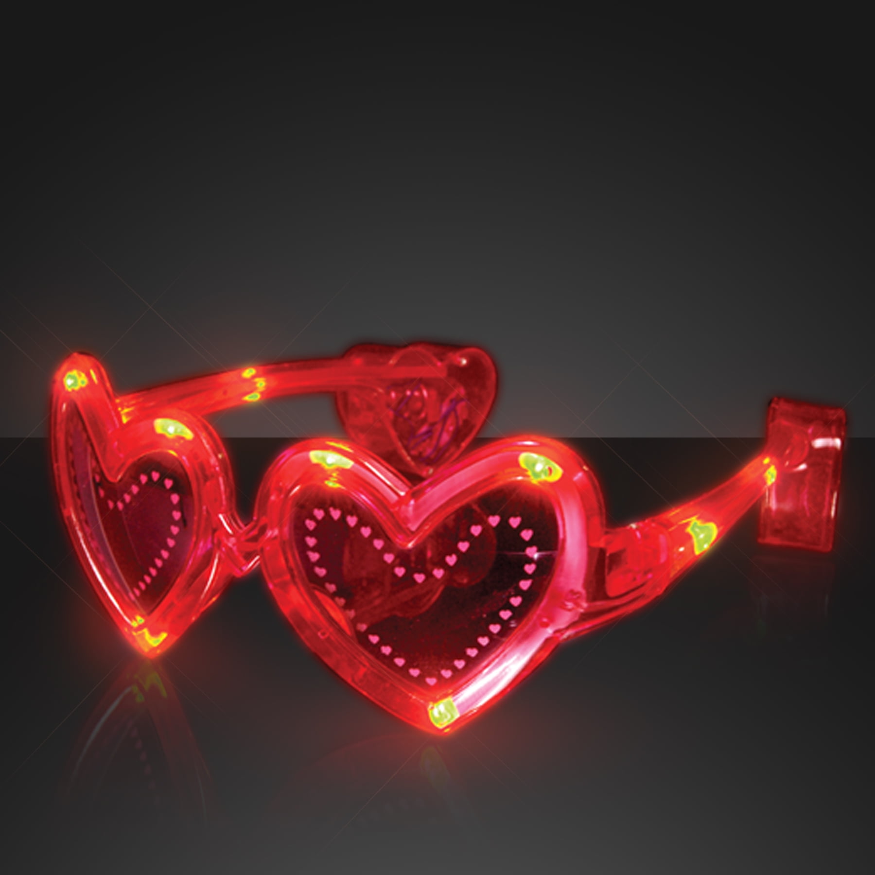 FlashingBlinkyLights Red Heart Shape Light Up Sunglasses - Walmart.com