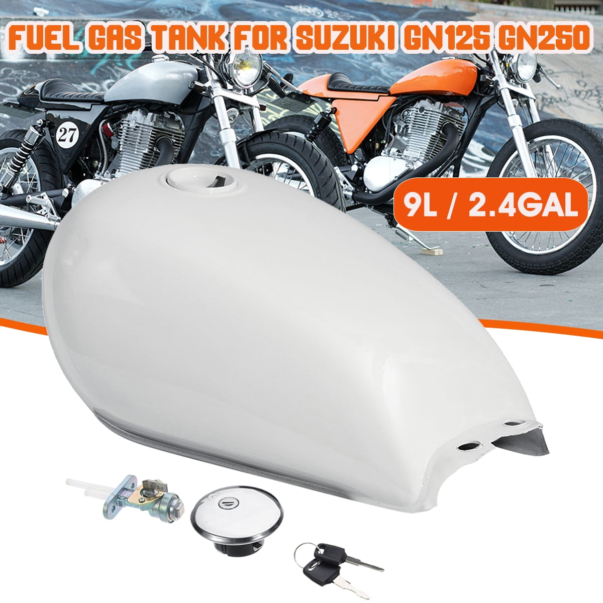 Motorcycle 9L 2.4 Gallon Cafe Racer Vintage Fuel Gas Tank For Suzuki ...