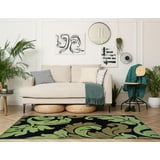 Linon Home Décor Corfu Area Rug Collection, Black and Green, 5' x 7.7 ...