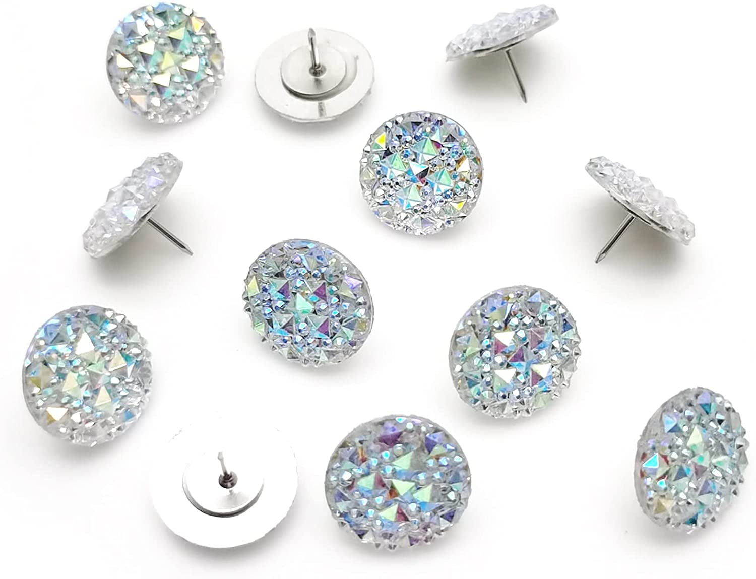 20 Pcs Push Pins Round Glitter Crystal Head Map Tacks Push Pins for ...