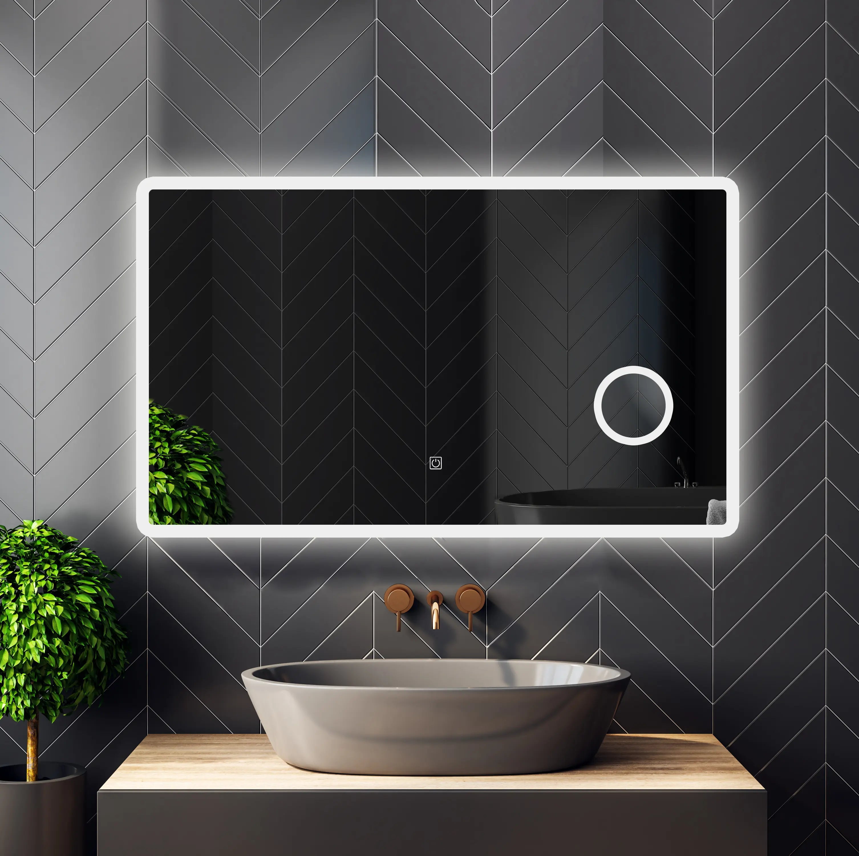 LED Lighted Large Vanity Bathroom Mirror with Anti-Fog and Magnifying ...