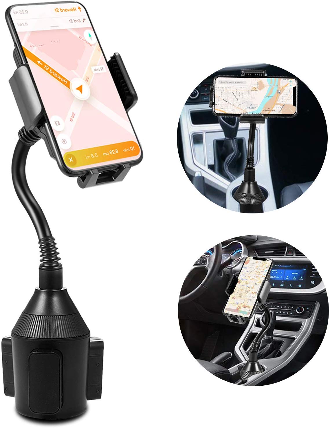 LUXMO Universal Cup Holder Car Mount With Long Adjustable Arm And ...