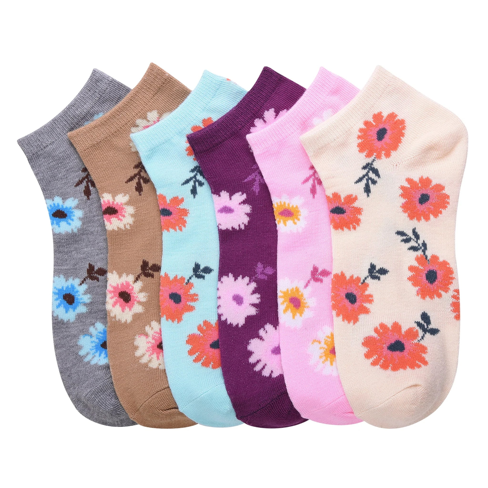 6-PACK Women's Comfort Low Cut Socks, Spandex Socks, Flowery, 2-3 ...