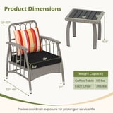 Costway 3 PCS Patio PE Wicker Furniture Set with 5-Level Adjustable ...
