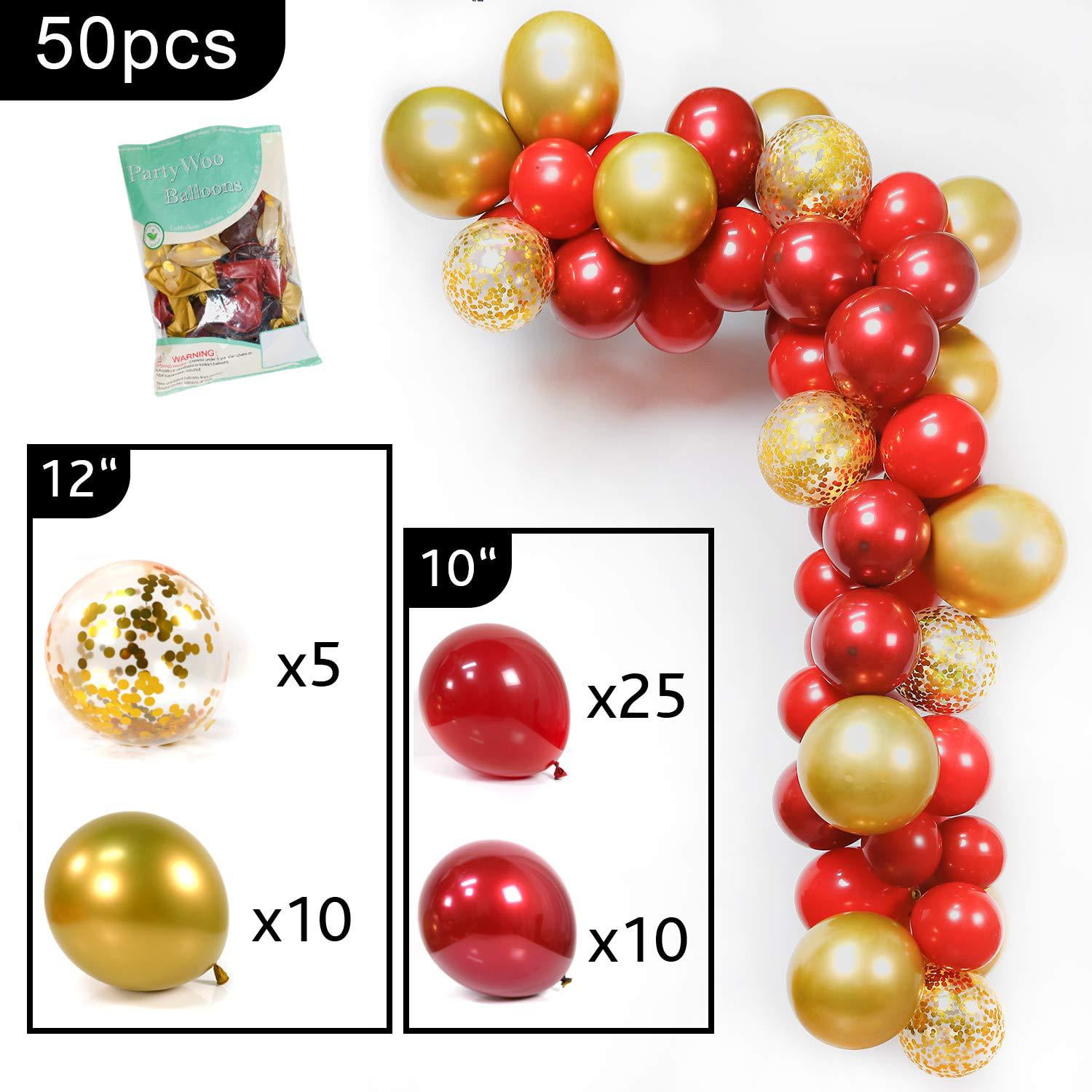 Balloo50 pcs Burgundy Balloons,Ruby Red Balloons,Confetti Balloons Gold ...