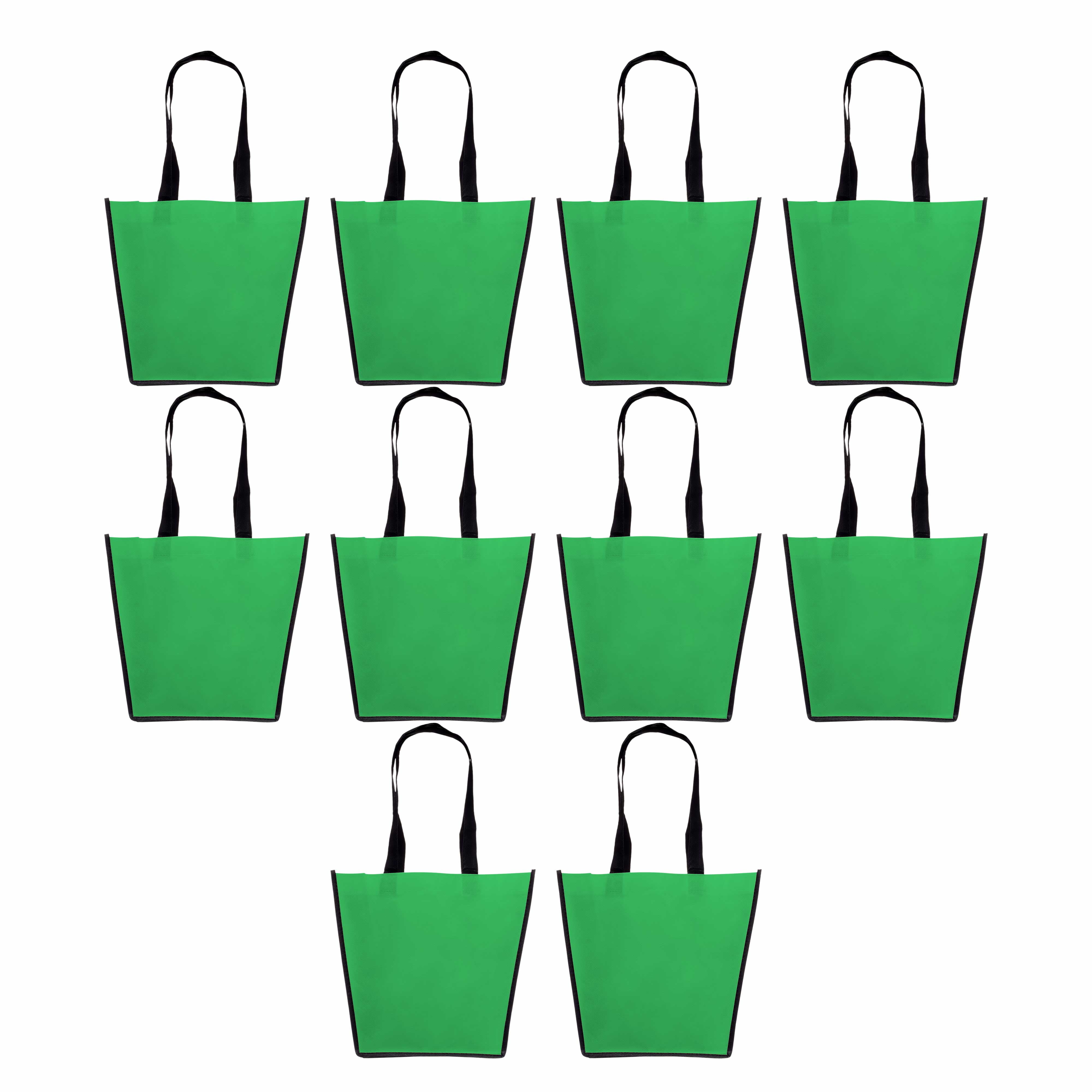 10 Non-Woven Handy Tote Bags Set - Durable, Black Straps, Colorful ...