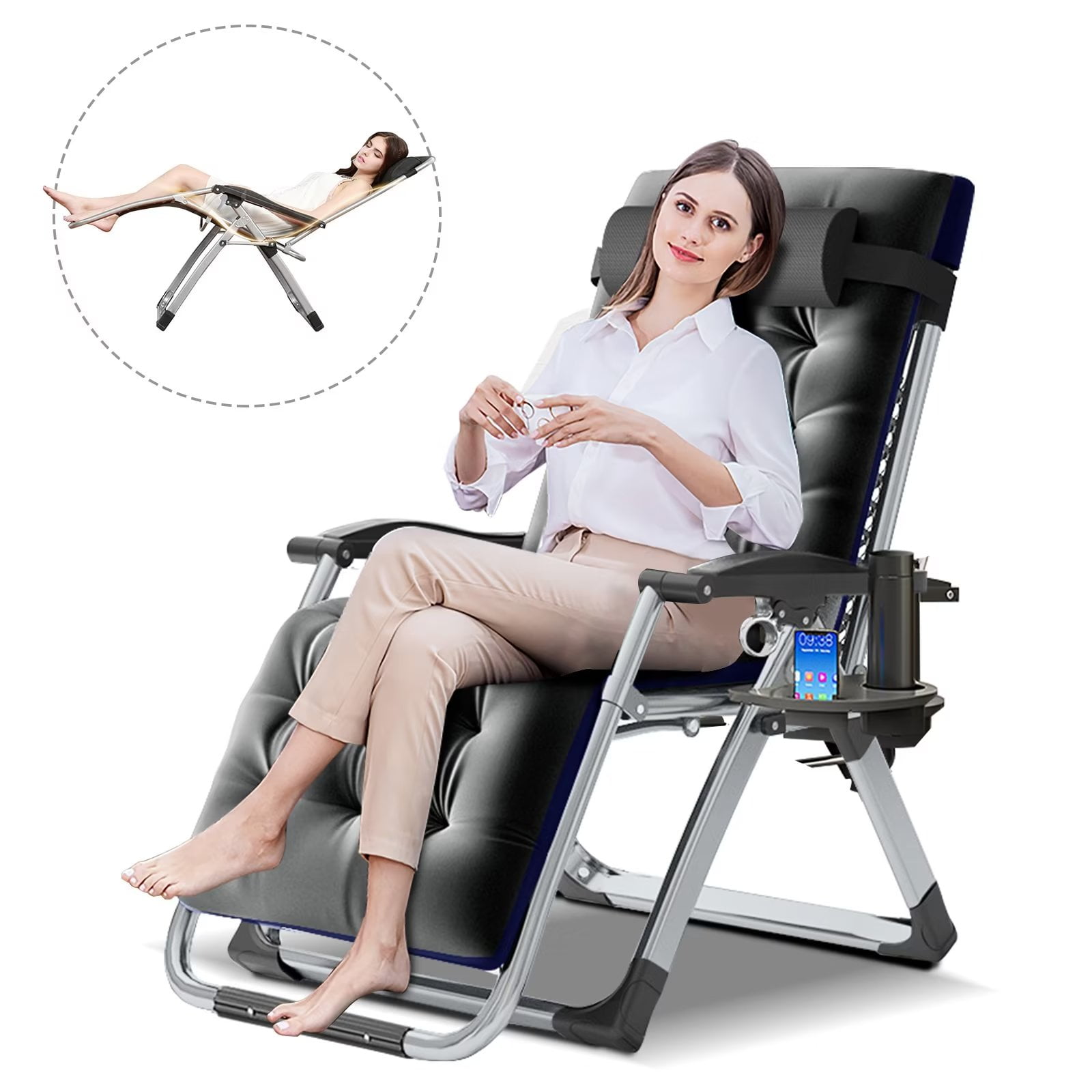 Lilypelle Zero Gravity Chair with Double sided Pearl Mat Folding Lounge ...