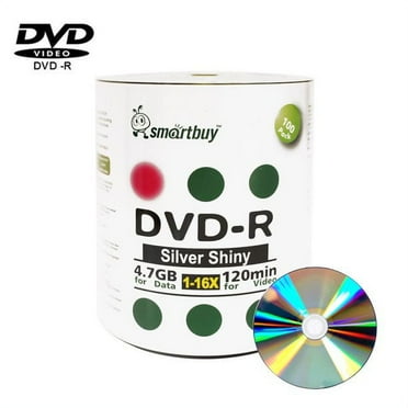 100 Pack Smartbuy 16X DVD-R 4.7GB 120Min White Inkjet Hub Printable Data Blank Media Recordable ...