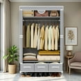 19mm Pipe Non-Woven Fabric Wardrobe with Hanging Space for Coats and ...