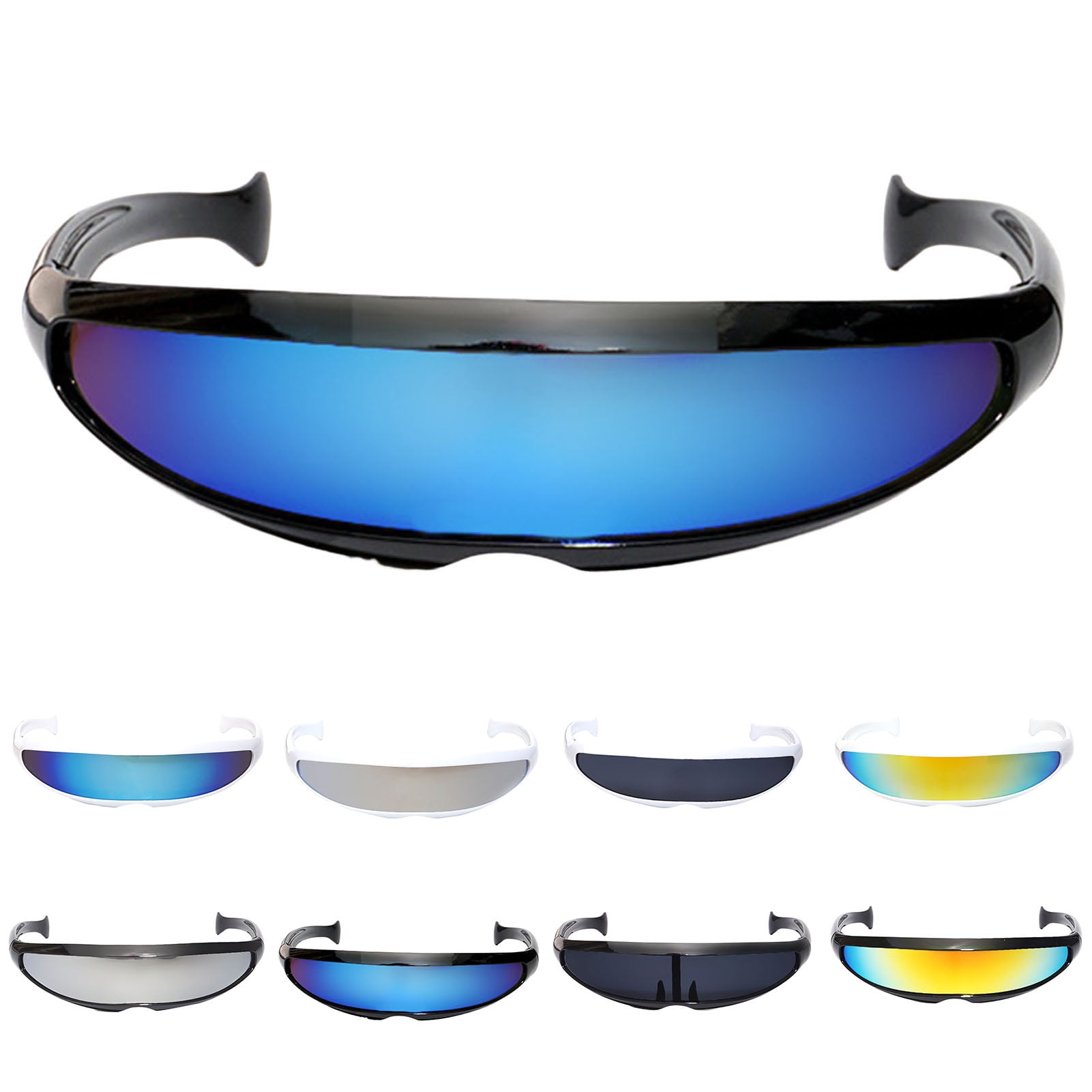 D-GROEE Futuristic Shield Sunglasses for Cosplay Mirrored Lens Visor ...