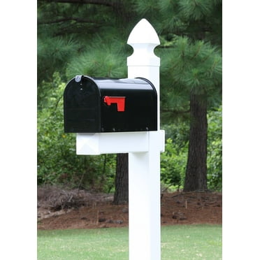 Madison Home Outdoor Steel Mailbox System with White Vinyl Post Combo ...