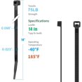 14 Inch Black Zip Ties 200 count, 75 LBS Tensile Strength, UV Resistant ...