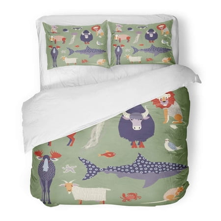 HATIART 3 Piece Bedding Set Colorful Zoo of Various Character Lion ...