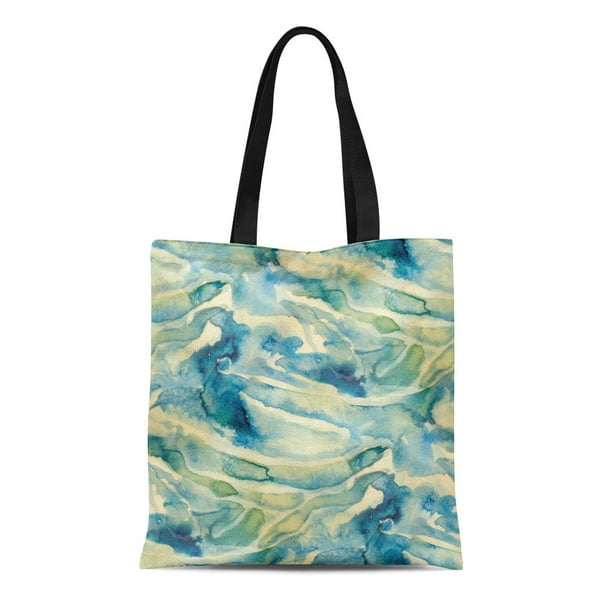 HATIART Canvas Tote Bag Blue Painting Abstract Watercolor Spots ...