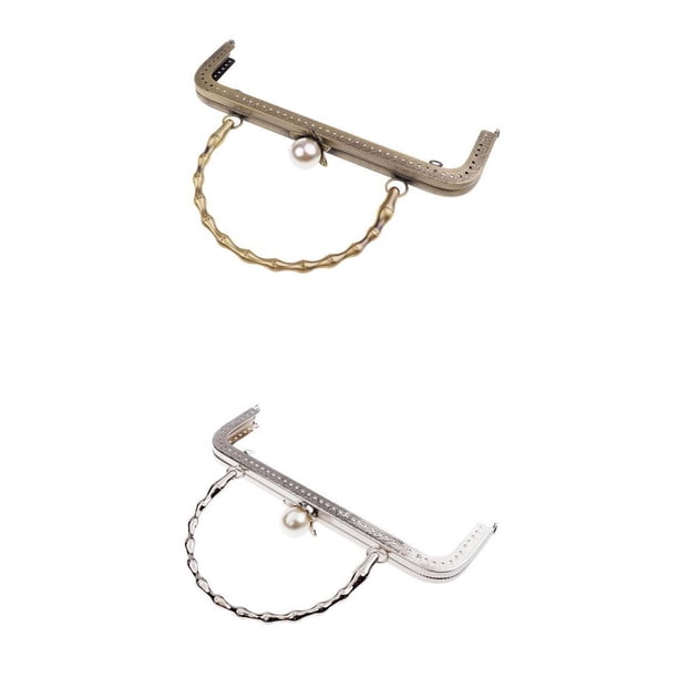 2 Pieces Metal Frame Rectangle Pearl Purse Handle DIY Purse Making ...