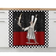 Abstract Cabinet Curtains 28" W x 35" L Cartoon Style Chef White Black ...