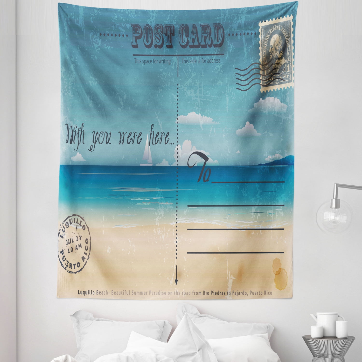 Vintage Tapestry, Nostalgic Tropical Summer Season Backdrop on Vintage ...