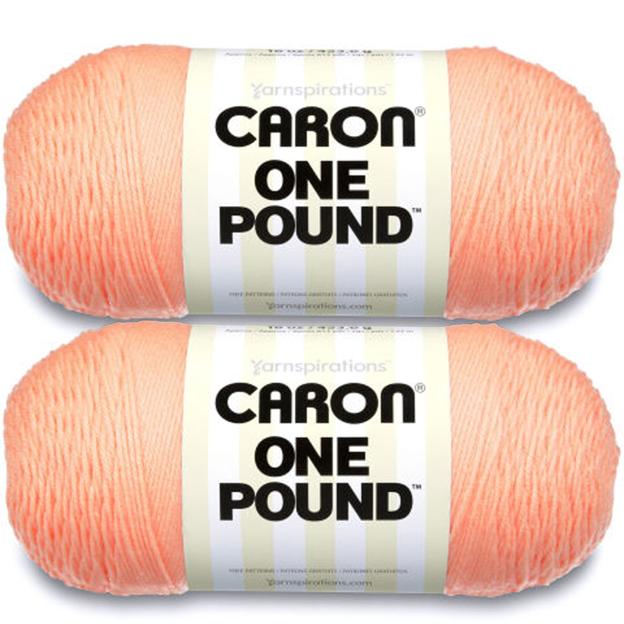 Caron One Pound Peach Yarn - 2 Pack of 454g/16oz - Acrylic - 4 Medium ...