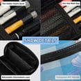 Blue Checkered Bow Pattern PVC Pencil Case Water-Repellent Clear Window ...