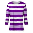 3/4 Sleeve Shirts for Women Spring Striped Crewneck Business Casual ...